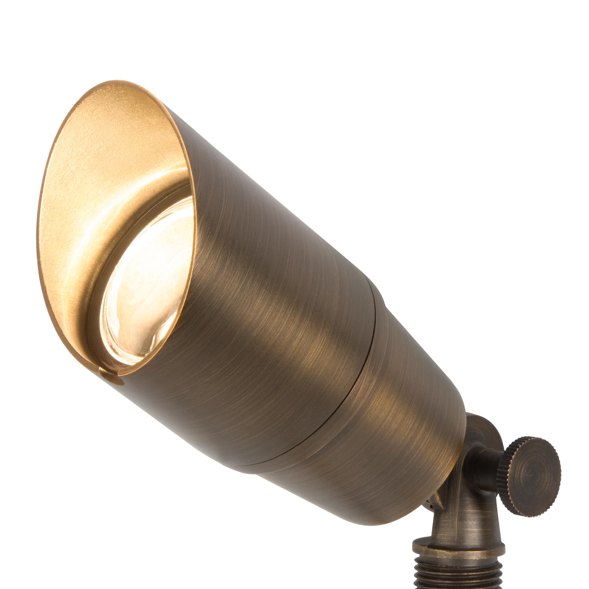 Super Bright LEDs Solid Brass Landscape Spotlight, LED-Ready, Low Voltage 12V AC/DC Up Lighting, Waterproof Garden Fixture, Adjustable Glare Guard, Ground Spike (Warm White MR16 Bulb Included)