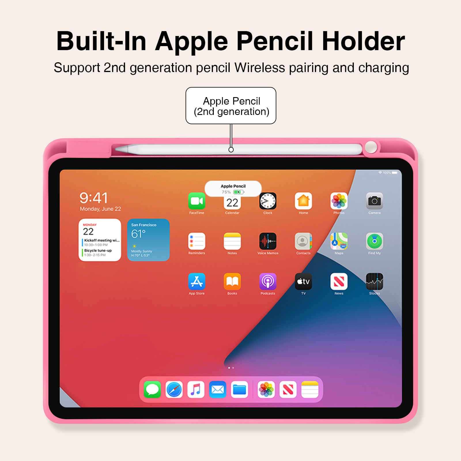 LovRug iPad Air Case (M2) 2024, 11 Inch with Pencil Holder, Soft TPU Back Smart Protective Cover (Watermelon Red)