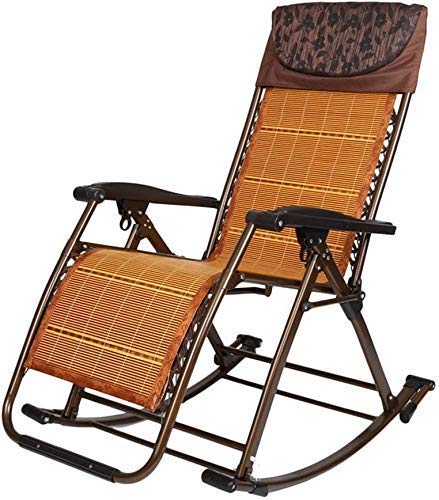 Lounge Chair, Sun Lounger Garden Chairs Zero Patio Chairs Reclining for Heavy People Folding Sun Lounger Outdoor Beach Camping Portable Chair Home Lounge Chair with Bamboo Pad (Color, Black),Brow (Si