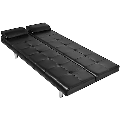 MSLAONXC Sofa Bed with Two Pillows,Living Room Furniture,Sectional Sofa,Backrest Sofa,Balcony Sofa,Armrest Sofa,Lobby Sofa,for Living Room,Home,Office,Study Room,Artificial Leather Adjustable Black