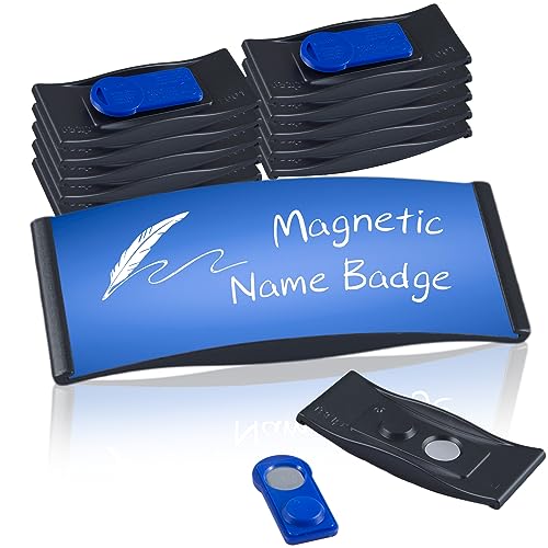 Magnetic Name Tags Reusable, Wukong Magnetic Name Badge Holder with Strong Magnets, Acrylic Reusable Name Tags with Slot, Magnet Name Tag Holder for Office, Teachers, Conferences —10PCS Black