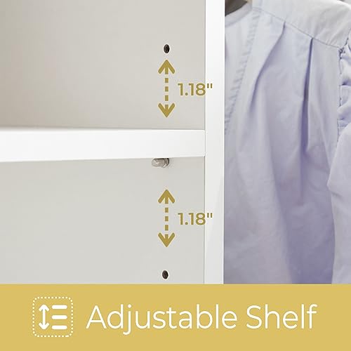 UDeuxff Bedroom Armoire,Wardrobe Armoire Closet, Drawers and Shelves, Handles, Hanging Rod, for Bedroom ,White (A)