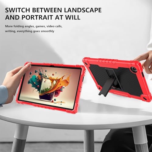 Onn 11 Tablet Pro Case with Tempered Glass Screen Protector SOATUTO Protective Cover with Kickstand Built in Shoulder Strap Shell Case for Onn Tablet Pro 11 2023 Model: 100110027 (Red+Black/1 Pcs)
