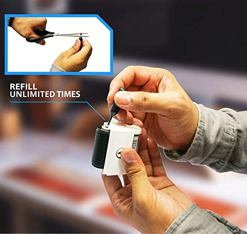 Identity Theft Protection Roller Stamps Wide Kit, Including 6-Pack Refills - Confidential Roller Stamp, Anti Theft, Privacy & Security Stamp, Designed for ID Blackout Security - Classy White