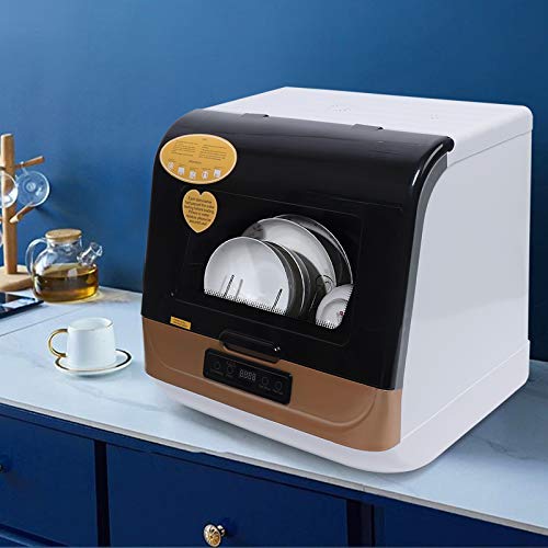 MANULOOT Countertop Dishwasher, Counter Top Dishwasher Portable, 5-Liter Compact Countertop Dishwasher, 360° Streak-Free Deep Cleaning Dishwasher, Kitchen Tabletop Dishwasher | US Stock (Gold)