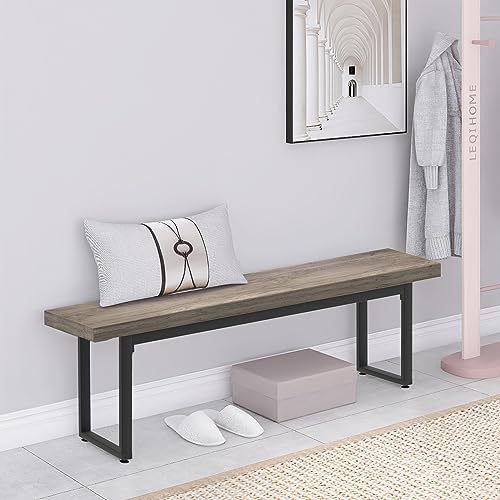 STHOUYN 59” Dining Bench Pair of 2 for 6-8 Person, Farmhouse Indoor Kitchen Table Benches, Bed Bench, Industrial Shoe Bench, Entryway Benches (Grey 2pcs)