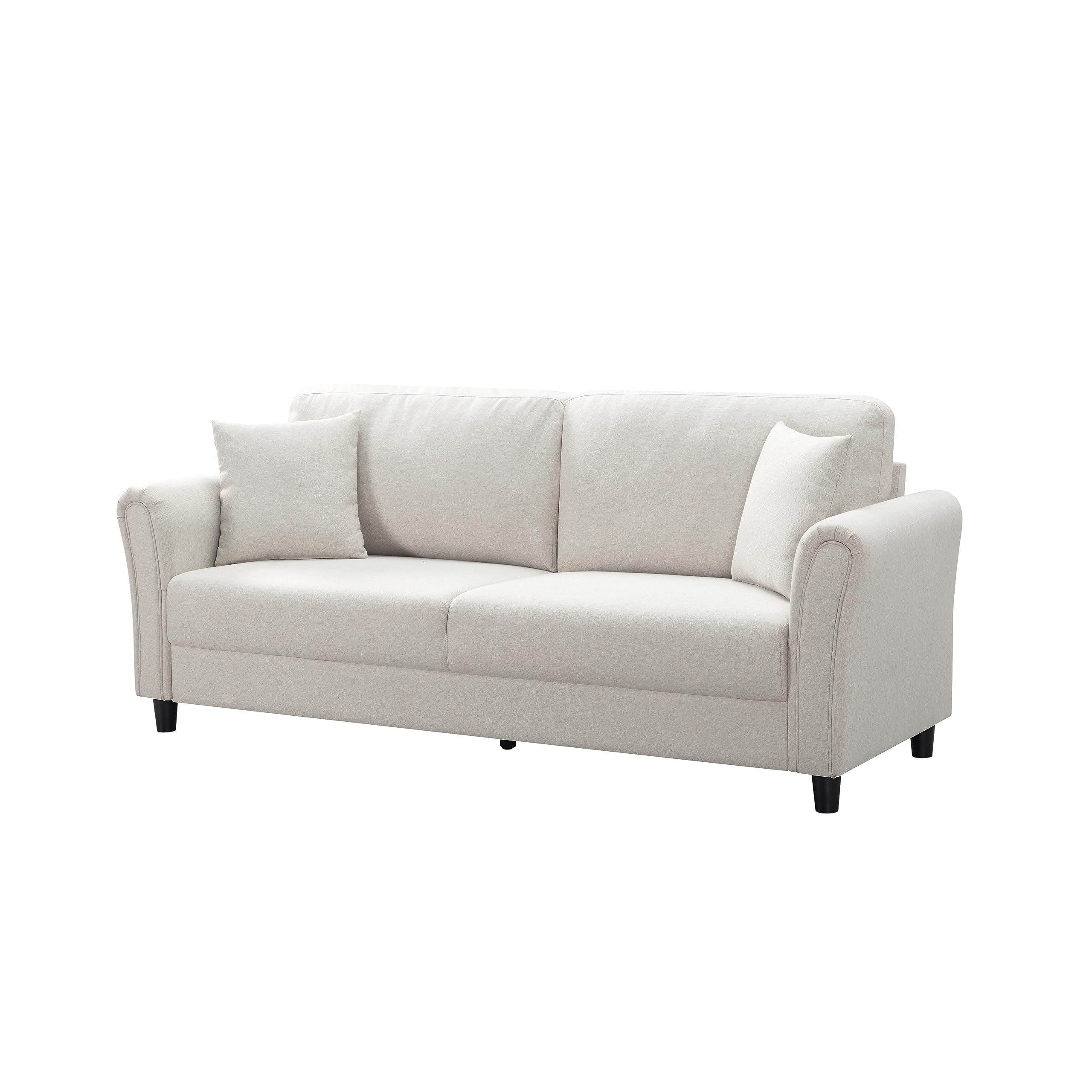 Lepfun 81.5” Loveseat Sofa, Mid Century Modern Linen Fabric 3-Seater Love Seat Couch with Curved Armrest for Living Room, Bedroom, Apartment and Small Space (Beige)