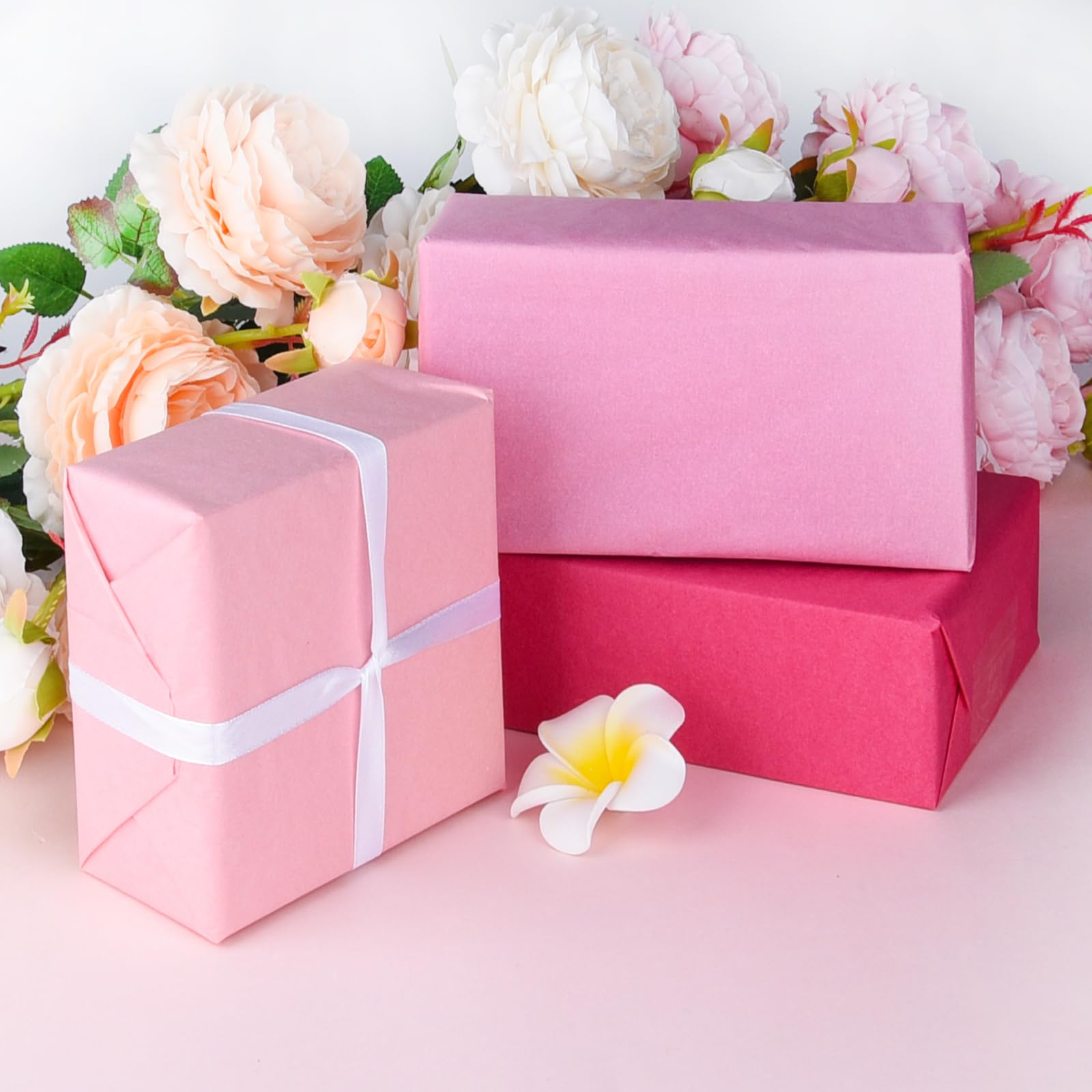 PLULON 60 Sheets Pink Tissue Paper Bulk and 60 Sheets Brown Tissue Paper Bulks
