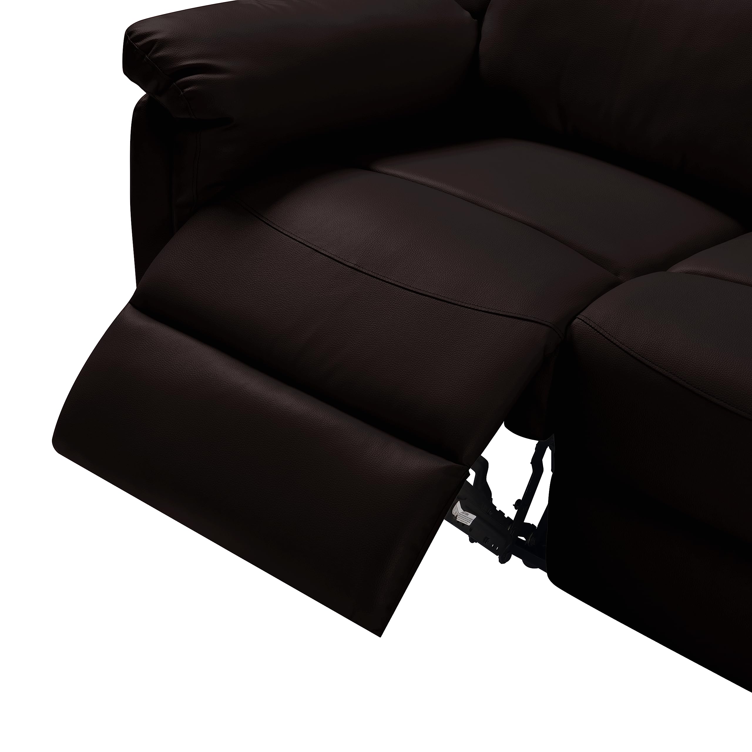 LCH 110.2'' Faux Leather Sectional, Manual Reclining 2 Cup Holders & Sorage Ottoman, L-Shaped Corner 5 Seaters Sofa Couch for Living Room, Apartment, Office, Brown