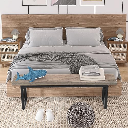 STHOUYN 59” Dining Bench Pair of 2 for 6-8 Person, Farmhouse Indoor Kitchen Table Benches, Bed Bench, Industrial Shoe Bench, Entryway Benches (Grey 2pcs)