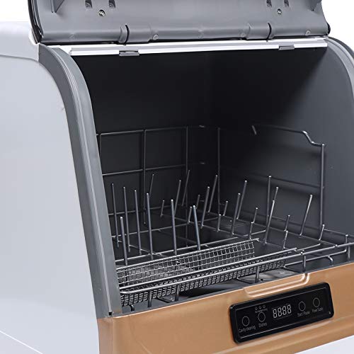 MANULOOT Countertop Dishwasher, Counter Top Dishwasher Portable, 5-Liter Compact Countertop Dishwasher, 360° Streak-Free Deep Cleaning Dishwasher, Kitchen Tabletop Dishwasher | US Stock (Gold)