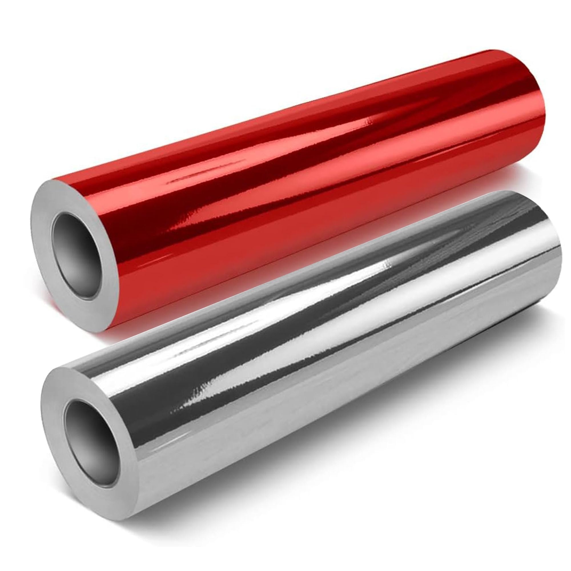 VViViD DECO65 Chrome Gloss Bundle Craft Vinyl 2 Rolls of 7ft x 11.8" (Red & Silver) - M0