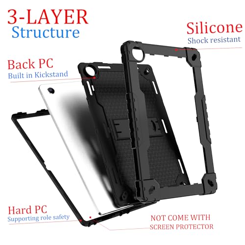 Onn 11 Tablet Pro Case with Tempered Glass Screen Protector SOATUTO Protective Cover with Kickstand Built in Shoulder Strap Shell Case for Onn Tablet Pro 11 2023 Model: 100110027 (Black+Black/1 Pcs)