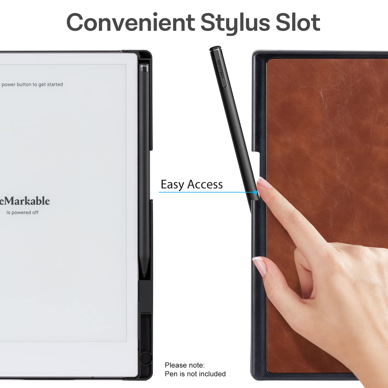 CoBak Case for Remarkable 2 Paper Tablet - Lightweight and Hard Back Shell Protective Book Folio Cover with Built-in Pen Holder - for 10.3" 2020 Released (Brown)