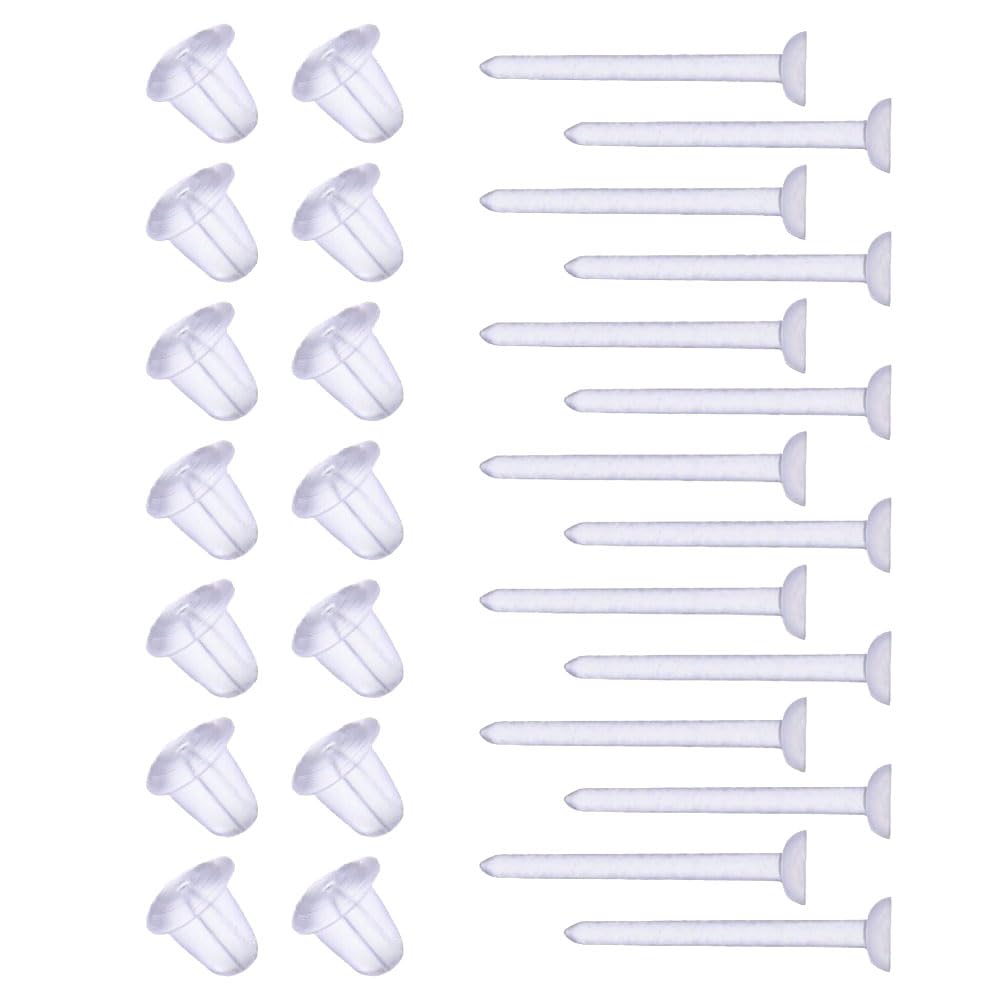 100 Sets Clear Plastic Earrings Clear Earring Studs Plastic Earring Posts Clear Flat Back Earrings Plastic Post Earrings Transparent Earrings with Earring Backs
