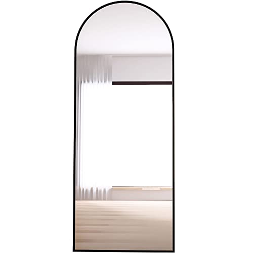 AXNOGAVH 65" X 24" Full Length Mirror, Arch Floor Mirror Aluminum Alloy Wall Mirror for Bedroom Dressing Room Black
