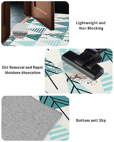 Welcome Mats, Christmas Simple Pine Tree Tile Pattern Door Mat, Non-Slip Absorbent Large 20x47 Inch Outdoor Indoor Mat Low-Profile Floor Mat Doormat for Entryway/Patio/Garage