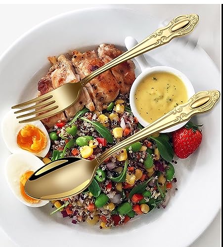 20-Piece Silverware Set with Steak Knives for 4,Unique Decorative Design,Stainless Steel Flatware Cutlery Set For Home Kitchen Restaurant Hotel, Kitchen Utensils Set, Mirror Polished, Dishwasher Safe