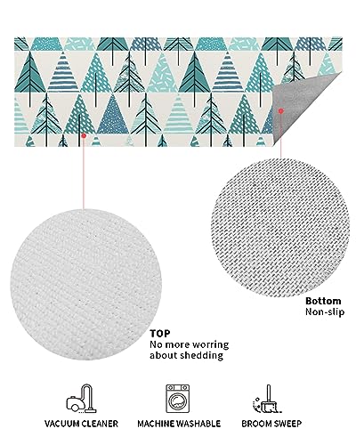 Welcome Mats, Christmas Simple Pine Tree Tile Pattern Door Mat, Non-Slip Absorbent Large 20x47 Inch Outdoor Indoor Mat Low-Profile Floor Mat Doormat for Entryway/Patio/Garage