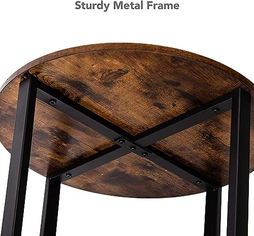 GOOD & GRACIOUS Round End Side Table with Storage Shelf for Living Room Sofa Couch End Tables with Sturdy Metal Frame Bedside Accent Table with Metal Frame for Small Spaces, Bedroom, Brown