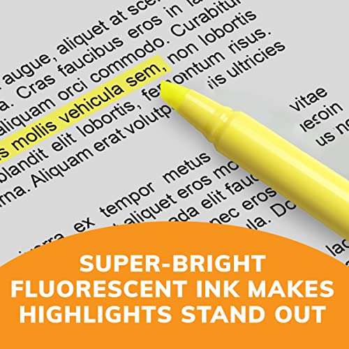 BIC Brite Liner Highlighters, Chisel Tip, Yellow Highlighters, 12-Count, For Broad Highlighting or Fine Underlining