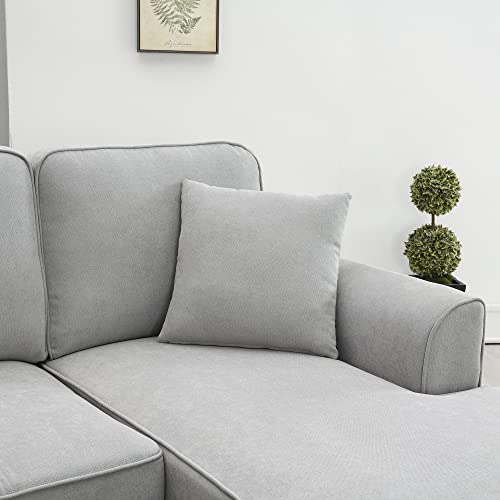 FANYE Modern U-Shaped Upholstered Left Chaise Lounge Sectional, 7 Seaters Sofá Oversized Corner Sofa & Couch with 3 Pillows and Square Plastic Legs for House,Apartment, Office Living Room, Dark Gray