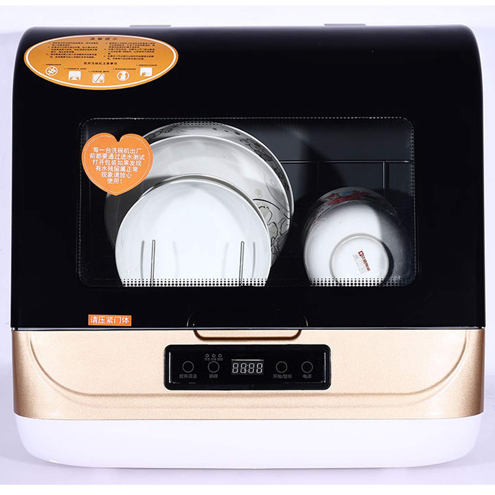 Portable Countertop Dishwasher, 7 Washing Programs 5l Built-In Water Tank, Automatic Filling Leak-Proof No Connection Required Extra Drying Function Suitable for Small Apartments Caravans.