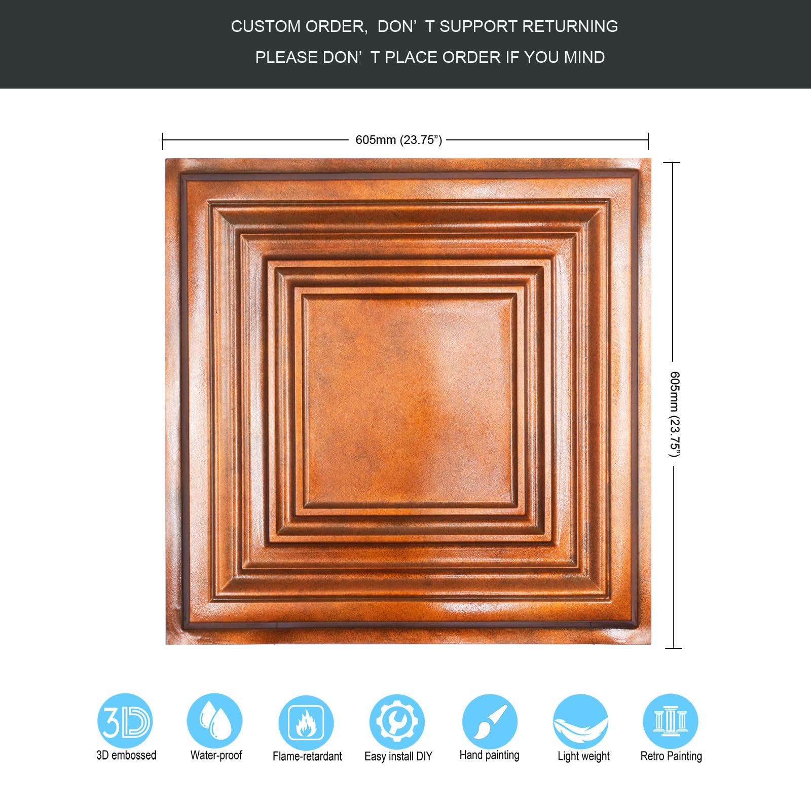 Tin Ceiling Tiles Nail up Peel and Stick Tin Ceiling Tiles Distressed for Cafe Club Salon Hotel Store Bar 2'x2' PL05 Archaic Copper
