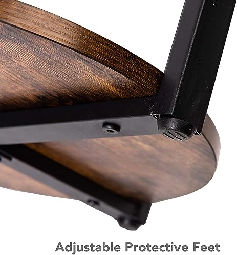 GOOD & GRACIOUS Round End Side Table with Storage Shelf for Living Room Sofa Couch End Tables with Sturdy Metal Frame Bedside Accent Table with Metal Frame for Small Spaces, Bedroom, Brown