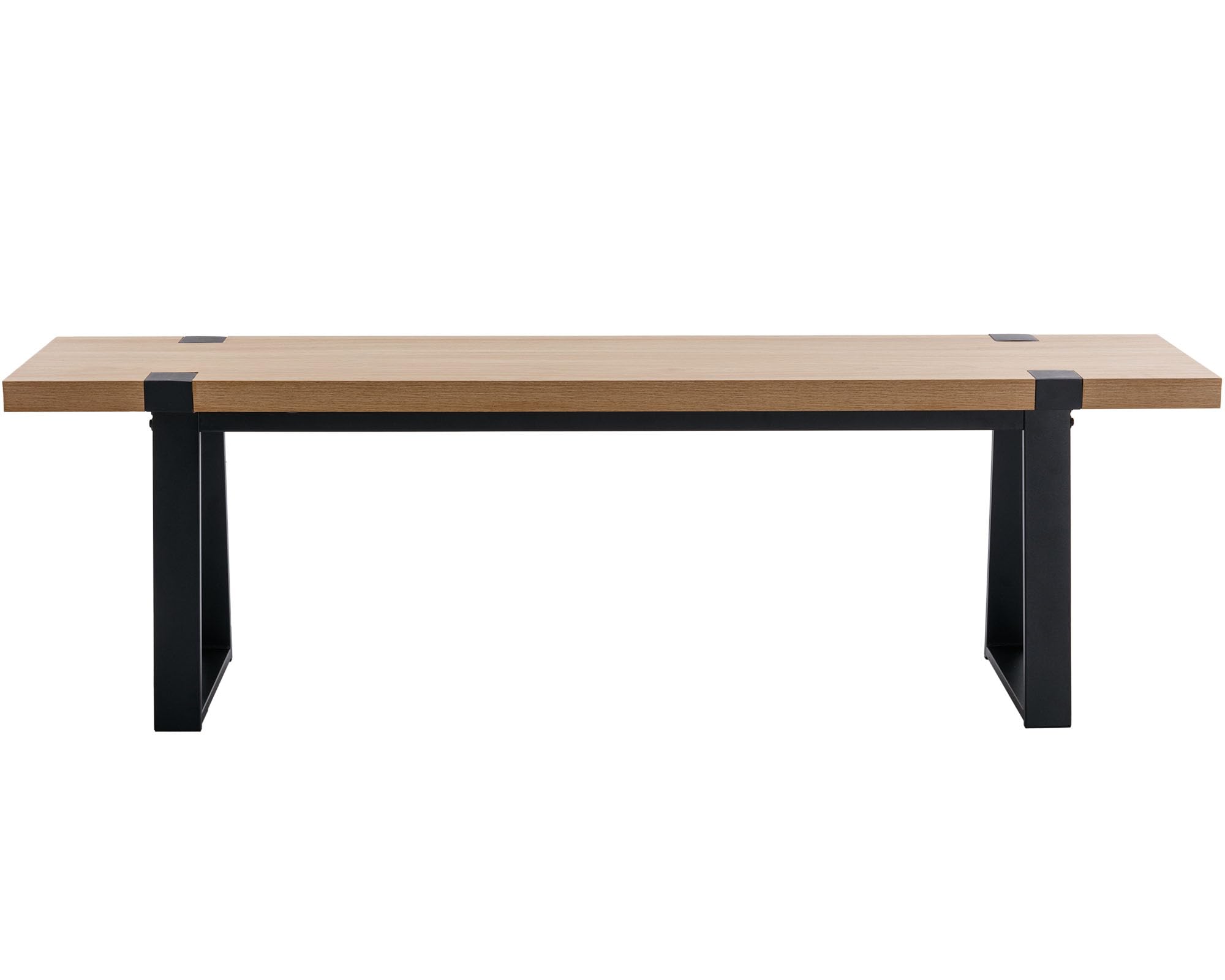 VESCASA 60" Wood Dining Bench with Black Metal Legs for Dining Room, Kitchen, Natural Oak