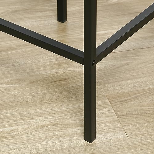 HOMCOM Counter Height Bar Table Set for 4, Square Kitchen Table and Chairs Set with Footrest, Metal Legs, Industrial Dinner Table Set for 4, Gray