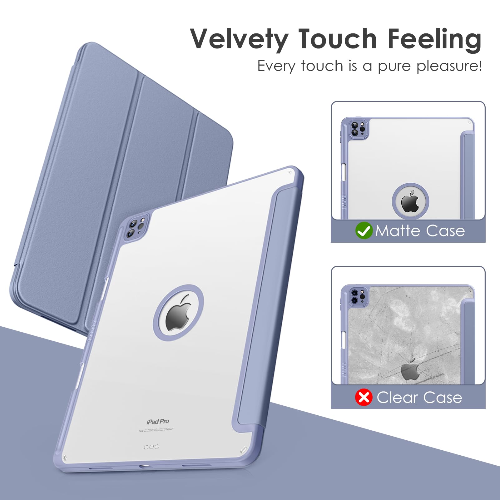 VIKESI Case for iPad Air 13 inch M2 2024,Smooth Matte Back,TPU Shockproof Frame,Built-in Pencil Holder,Auto Sleep/Wake - Blue Purple