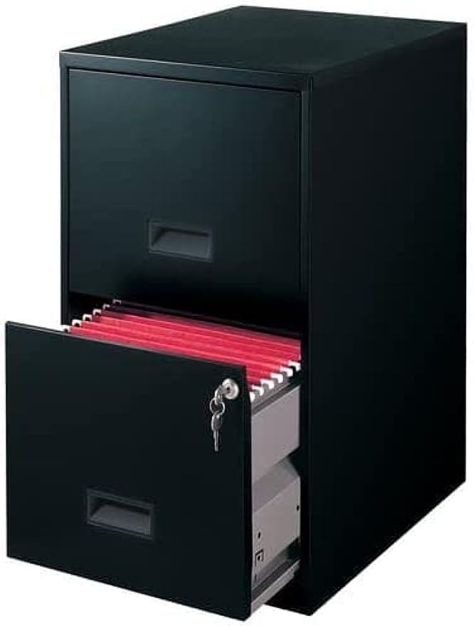 GATEQ File Cabinet, Size 18" Deep 2 Drawer Metal Steel Organizational File Cabinet with Lock, Black