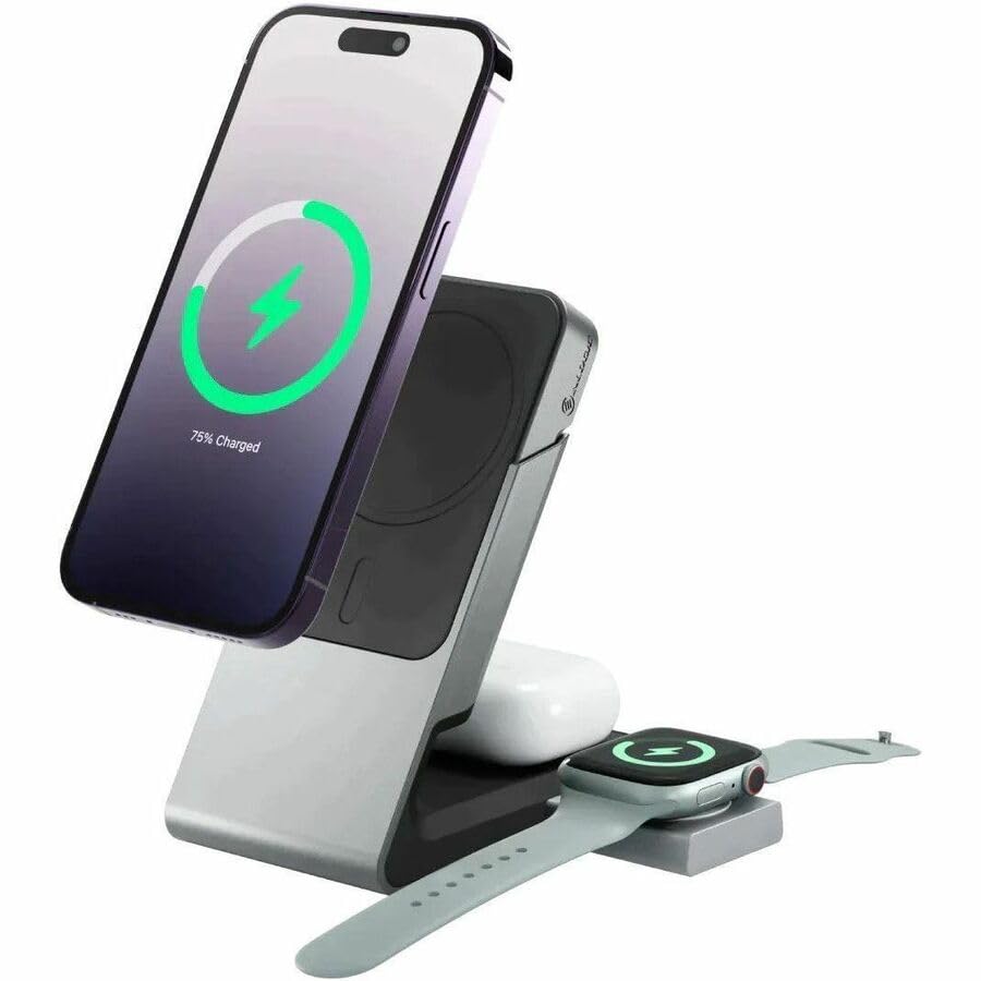ALOGIC Matrix 3-in-1 Universal Magnetic Charging Dock with Apple Watch Charger for iPhone 15 Pro Max, 15 Pro, 15 Plus, 15, 14,13, 12, Apple Watch, Airpods Pro for Apple Devices - Black