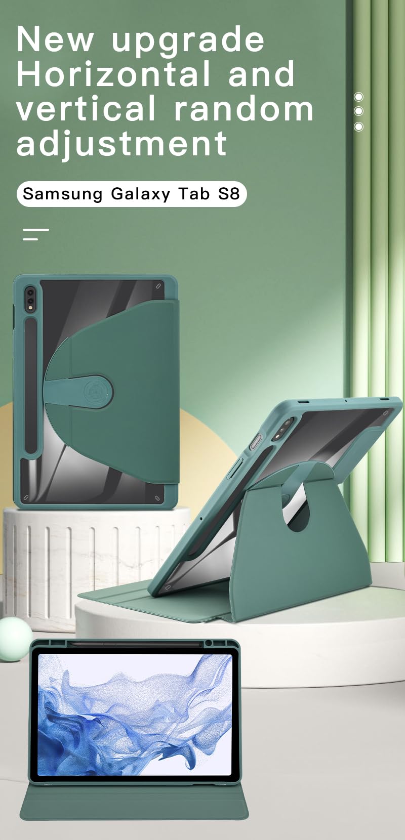 Shockproof Tablet Case for Samsung Galaxy Tab S8 2022/Tab S7 2020 11 Inch (Model SM-X700/X706/T870/T875/T878), 360° Swivel Multi-Angle Stand Case Cover with Auto Wake/Sleep, Grey