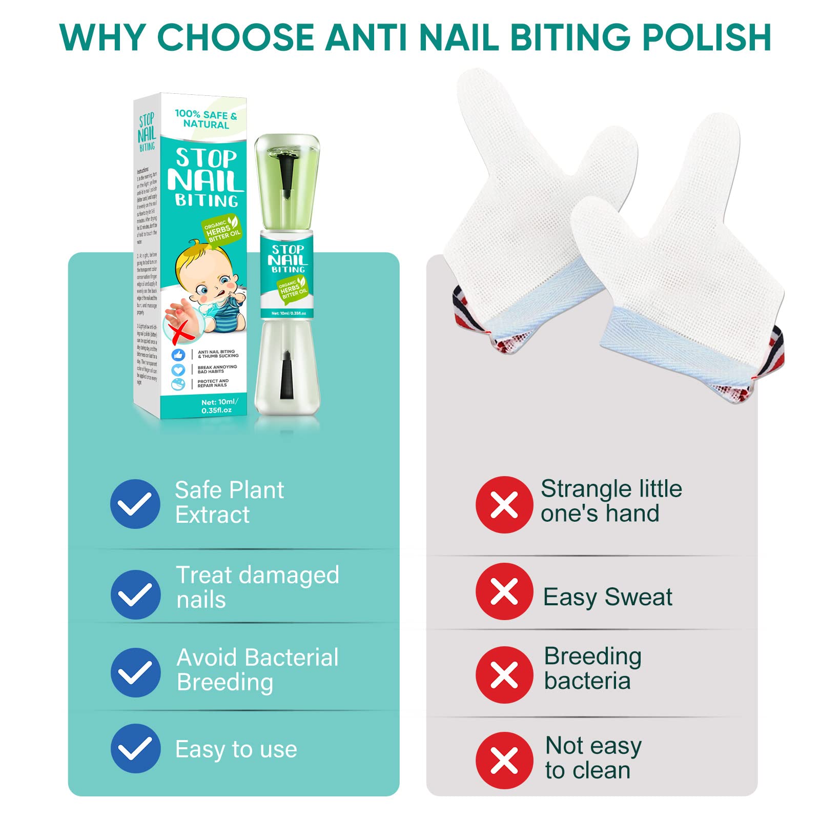 Nail Biting Treatment for Kids,100% Natural Kid Safe Bitter Taste Deterrent,No Bite Nail Polish for Stop Thumb Sucking