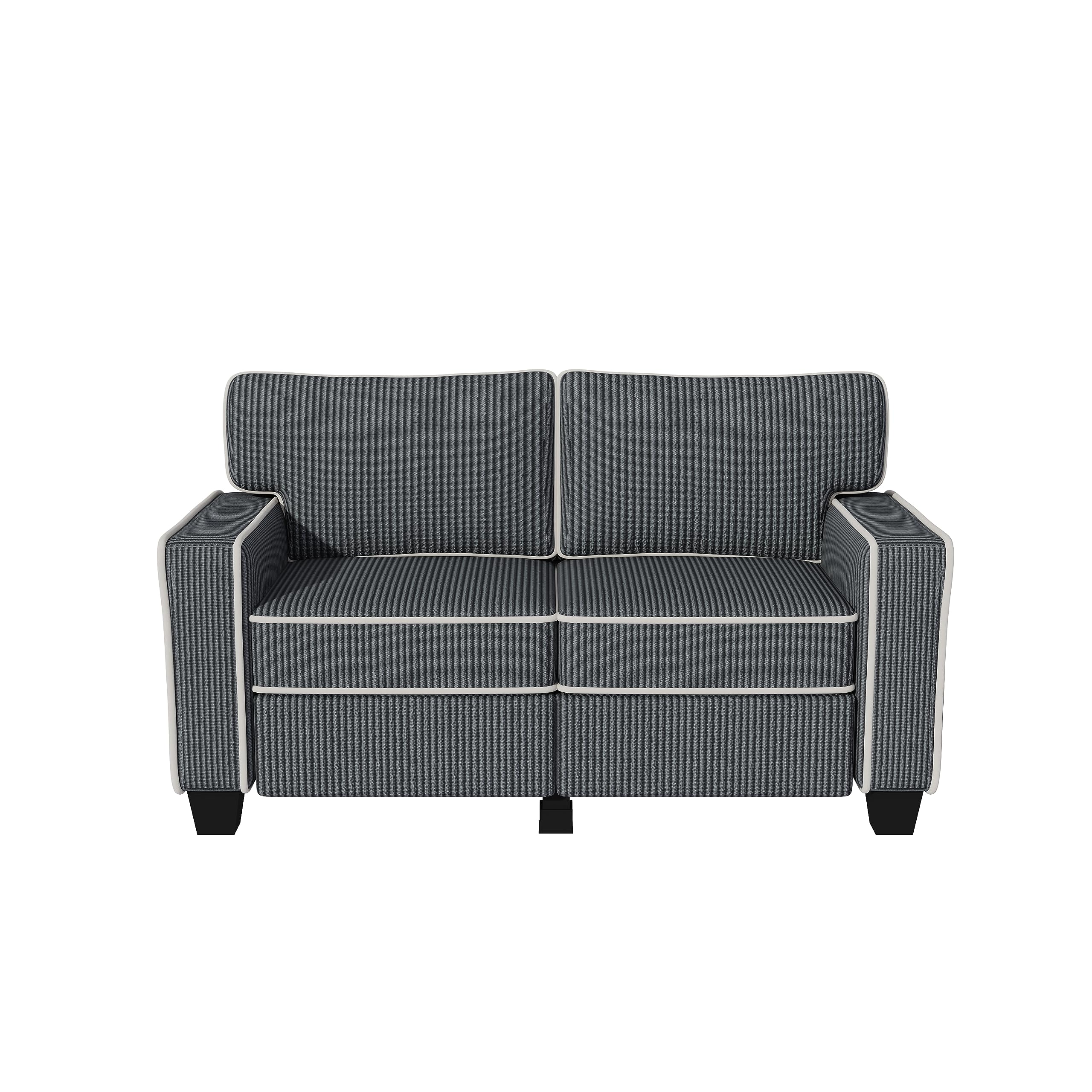 FANYE Gray 2 Accent Deep Cushions Seaters Plastic Legs Loveseat Double Couch with Storage, Modern Corduroy Upholstery Sofa Love Seat W/Square Armrest for Home Office Apartment Small Space Living Room