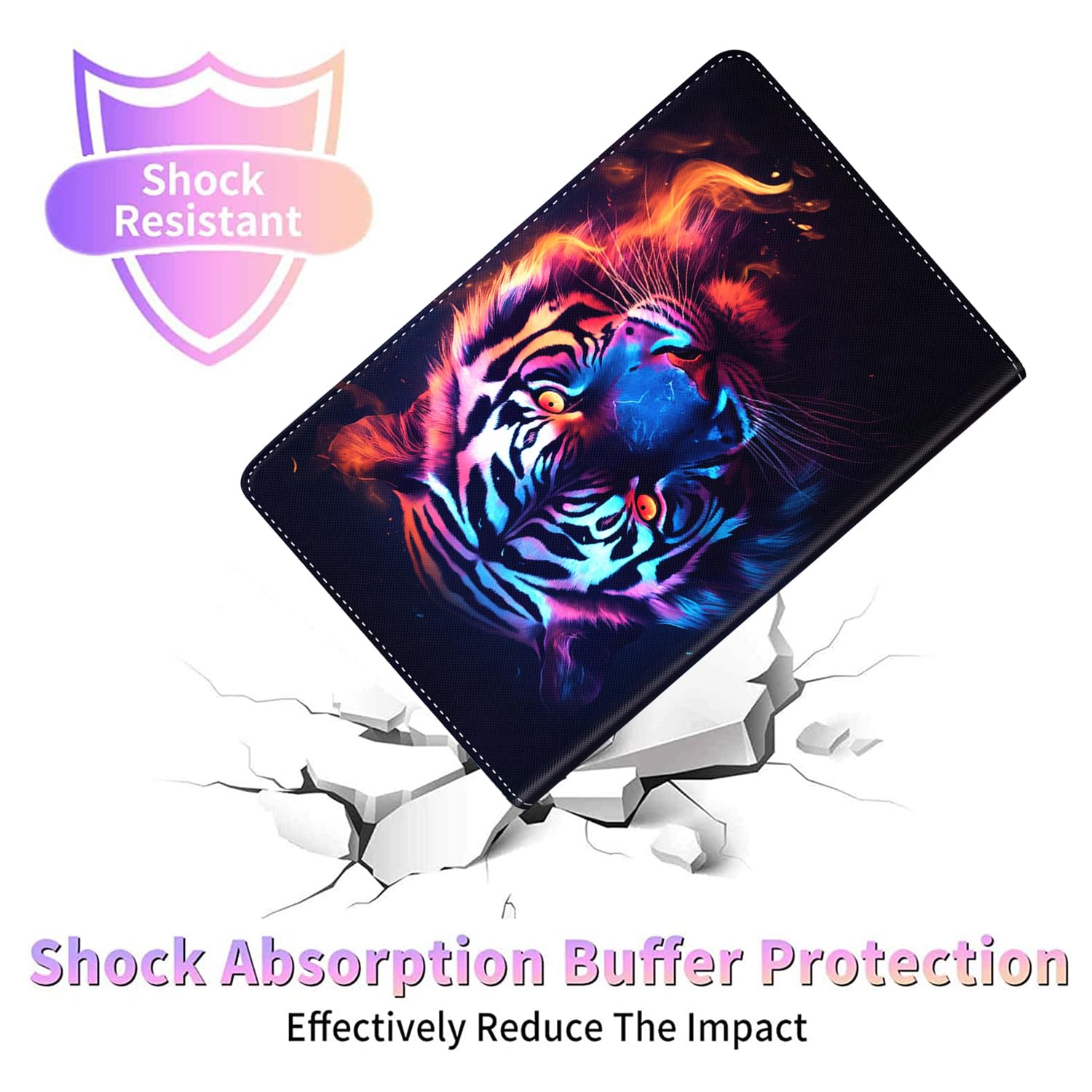 Case for iPad 10.2 Case 2021 iPad 9th Gen / 2020 iPad 8th Gen / 2019 iPad 7th Gen Case, Durable Shockproof Protective Cover for 10.2",Tiger