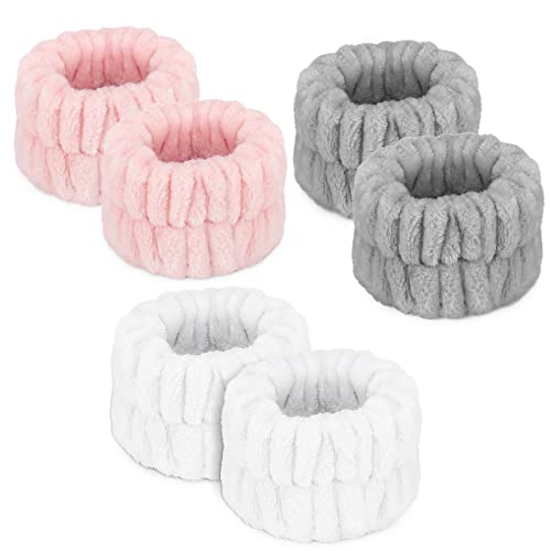 Women's Wrist Towels for Washing Face, Microfiber Wrist Spa Wash Towel Band, Face Washing Wristbands, Absorbent Wristbands Wrist Sweatband for Girls Prevent Water from Spilling Down Your Arms 6PCS