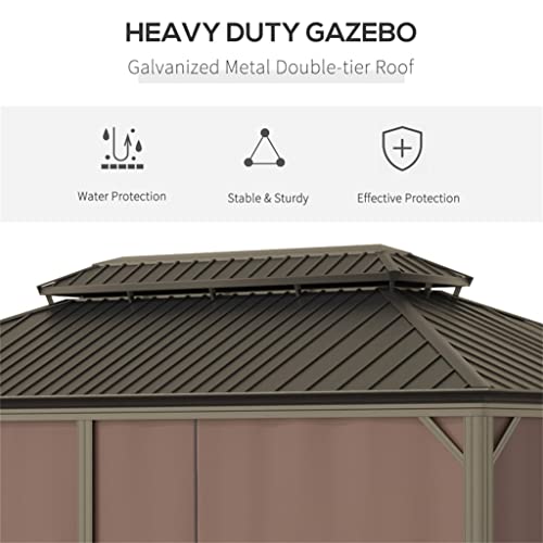 ZHYHSM-111 Hardtop Gazebo with Privacy Curtains Outdoor Canopy Gazebo with Aluminum Frame for Sun-Shade Gardens, Patios, Backyards