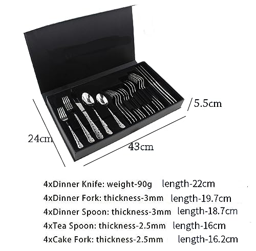 Silverware Set Flatware 60-Piece for 12 Retro Geometric Stainless Steel Unique Pattern Design Tableware Cutlery Set with Storage Box Kitchen Utensils Spoon and Fork Set Hand Wash Recommended