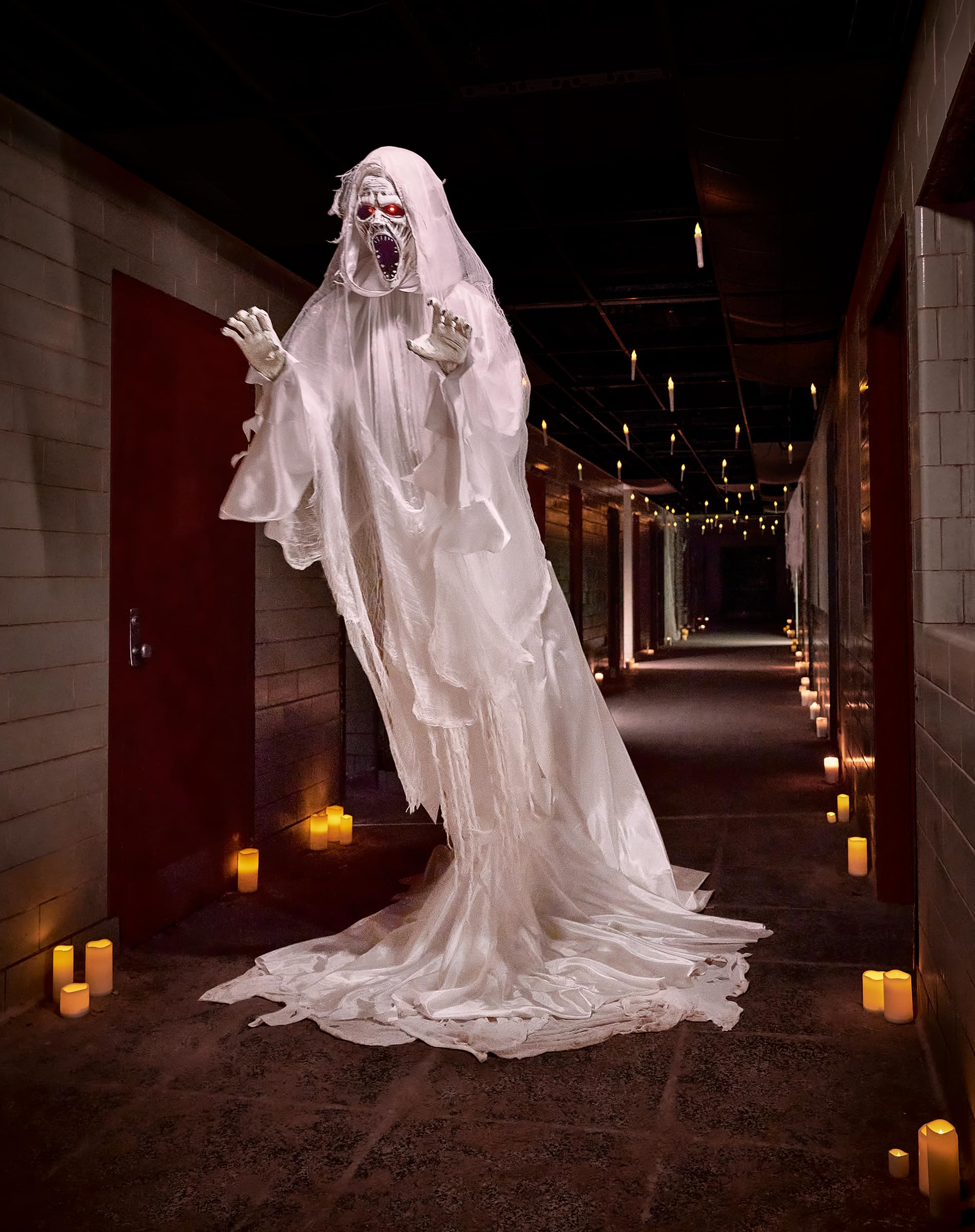 Spirit Halloween 7 Ft Emmeline Animatronic | Decorations | Animated | Light Up Red LED Eyes | Lunging Motion | Plays Sounds