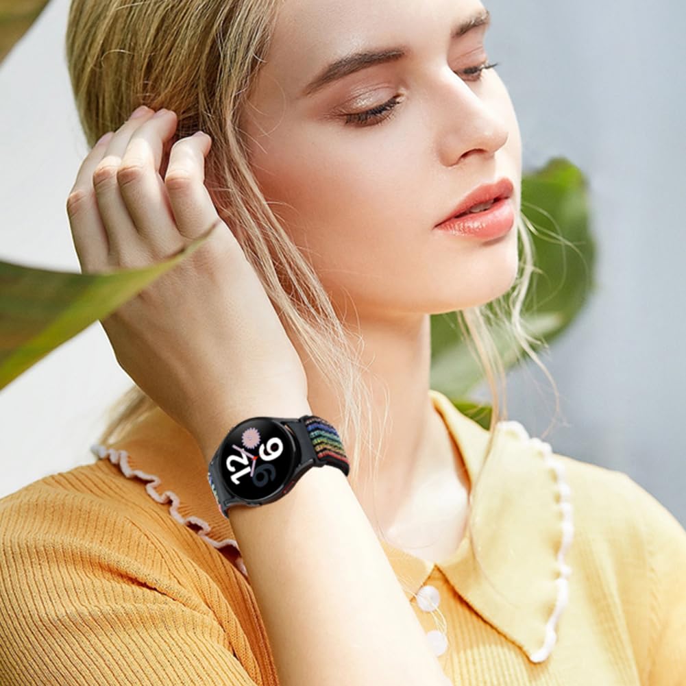 Bcuckood Nylon Loop Compatible with Samsung Galaxy Watch 6/5/4 40mm 44mm/Watch 6 Classic 43mm 47mm/Watch 5 Pro 45 mm/Watch 4 Classic 42mm 46mm, Sport Nylon Breathable Replacement Straps for Women Men