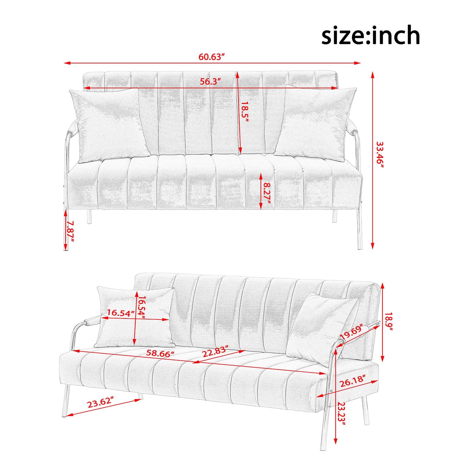 RIDFY Modern Upholstered Velvet Loveseat Sofa with 2 Pillows/Gold Metal Legs, 2 Seater Futon Sofa Couch, Cashmere Fabric Accent Mini Sofa, Living Seat for Small Spaces/Bedroom(Beige)