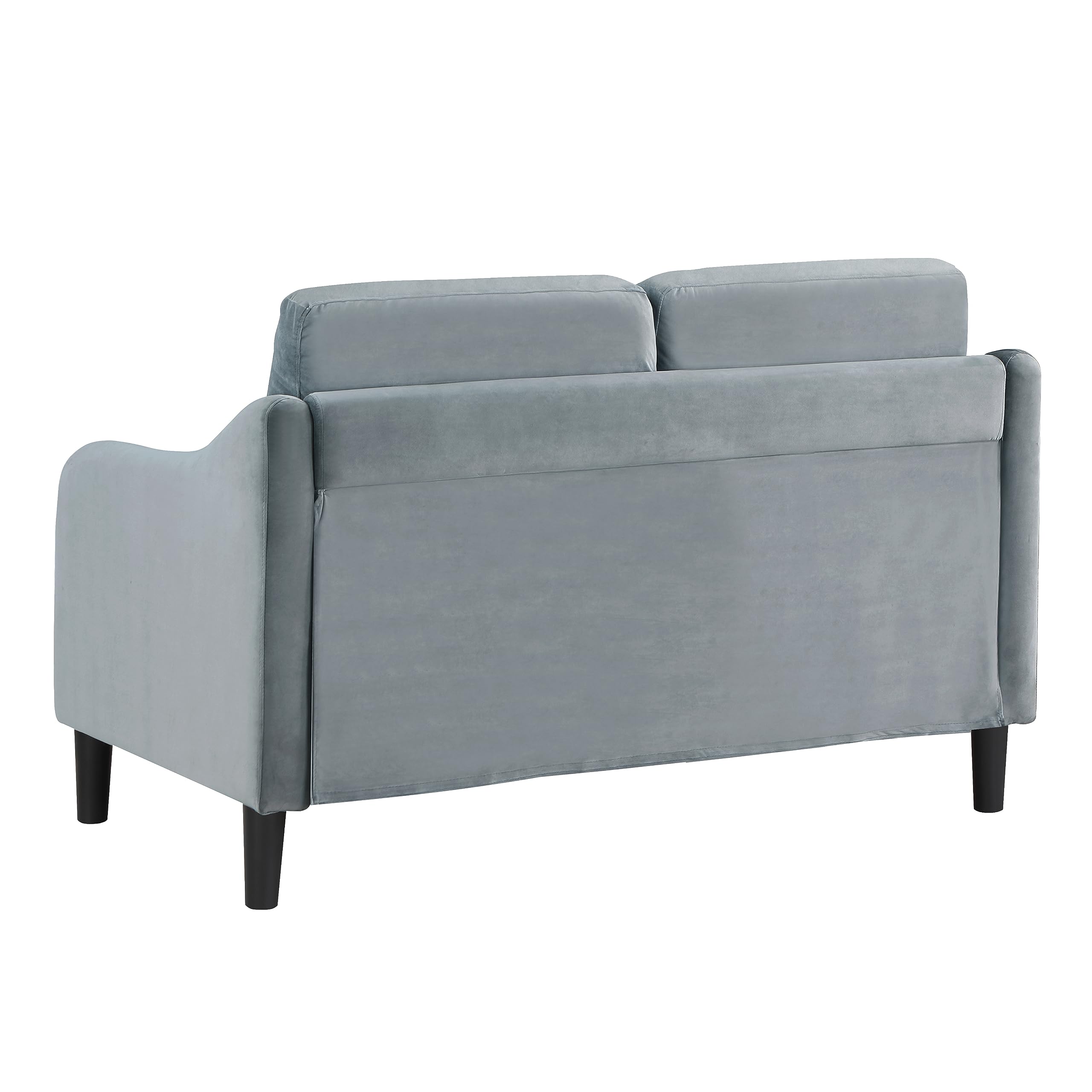 FANYE Elegant Gray 2 Accent Deep Cushions Seaters Wood Legs Loveseat Double Couch, Modern Velvet Upholstery Sofa Love Seat W/Curved Padded Armrest for Home Office Apartment Small Space Living Room