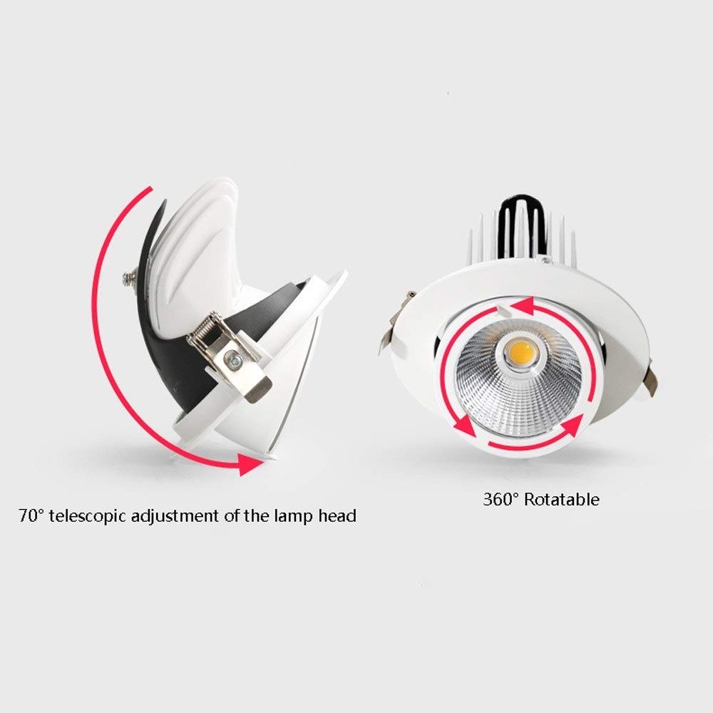 PEHUB Commercial Grille COB Anti-Glare Recessed Flat Spotlight Rotatable Embedded Downlight Clothing Aisle Showcase Lighting Panel Lamp High Ra Cut Size: 75-80mm High Brightness (Color : Neutral Ligh