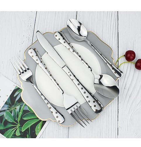 Silverware Set Flatware 20-Piece for 4 Retro Geometric Stainless Steel Unique Pattern Design Tableware Cutlery Set with Storage Box Kitchen Utensils Spoon and Fork Set Hand Wash Recommended