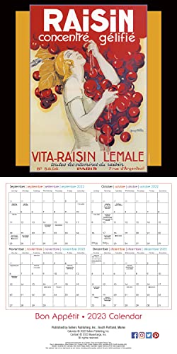 Bon Appétit 2023 Wall Calendar — Vintage Food Poster Art, 16-Month Cooking Calendar, 12" x 12"