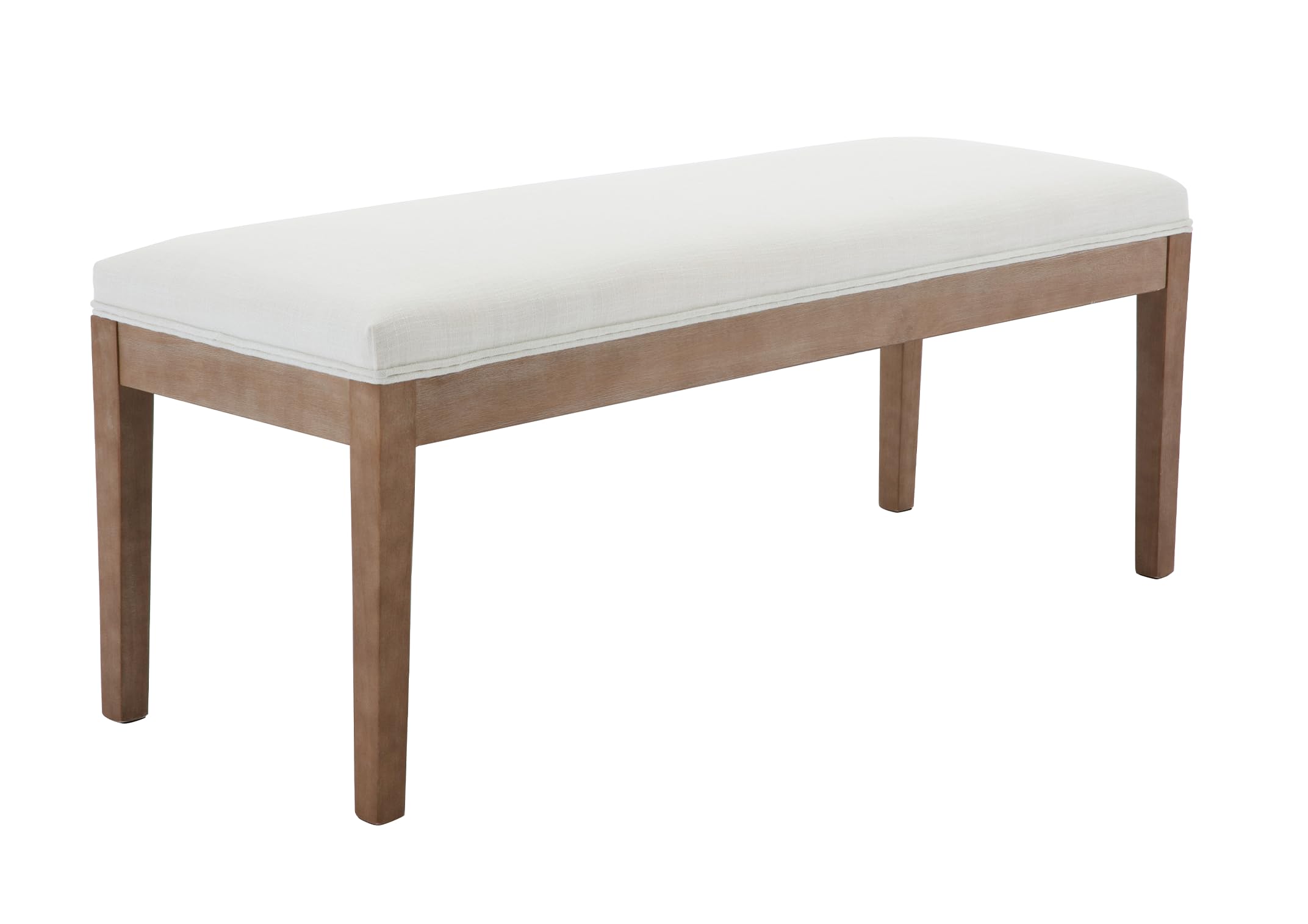 DM Furniture Linen Dining Bench Upholstered Entryway Bench Farmhouse Shoe Bench Seat Ottoman for Hallway Living Room Bedroom End of Bed Dining Room Kitchen, 45.5" Long, Beige