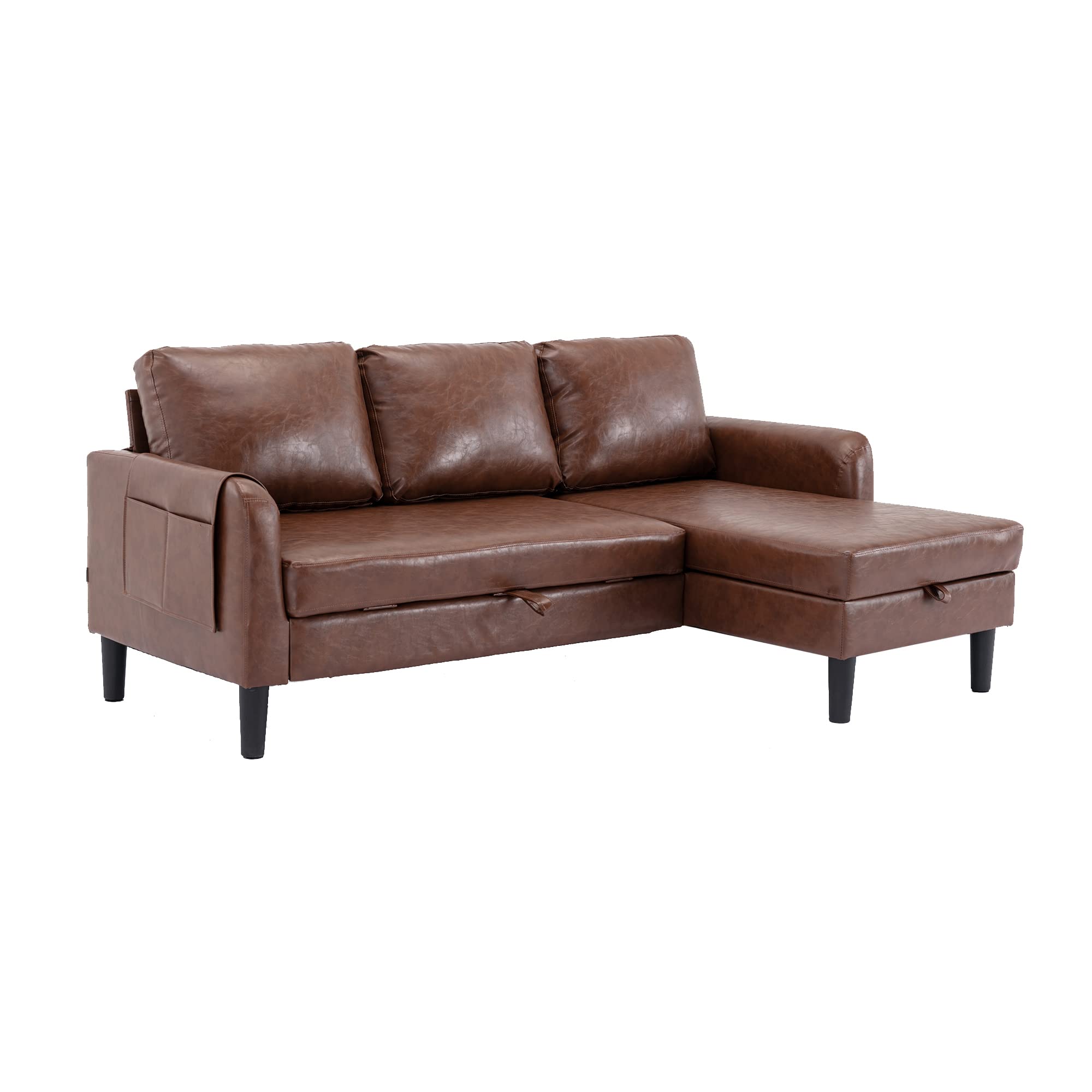Eafurn 3 Seater Sectional Sofa with Chaise Lounge and Storage,L Shaped Convertible Couch Pull Out Bed,Comfy Velvet Upholstery Corner Sofa & Couches Button Tufted Living Room Furniture Sets